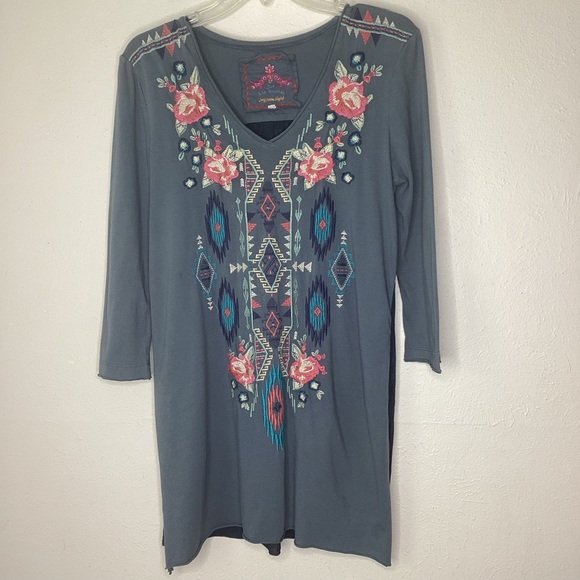 Johnny Was | Tops | Johnny Was Tunic Embroidered Blue Sm | Poshmark